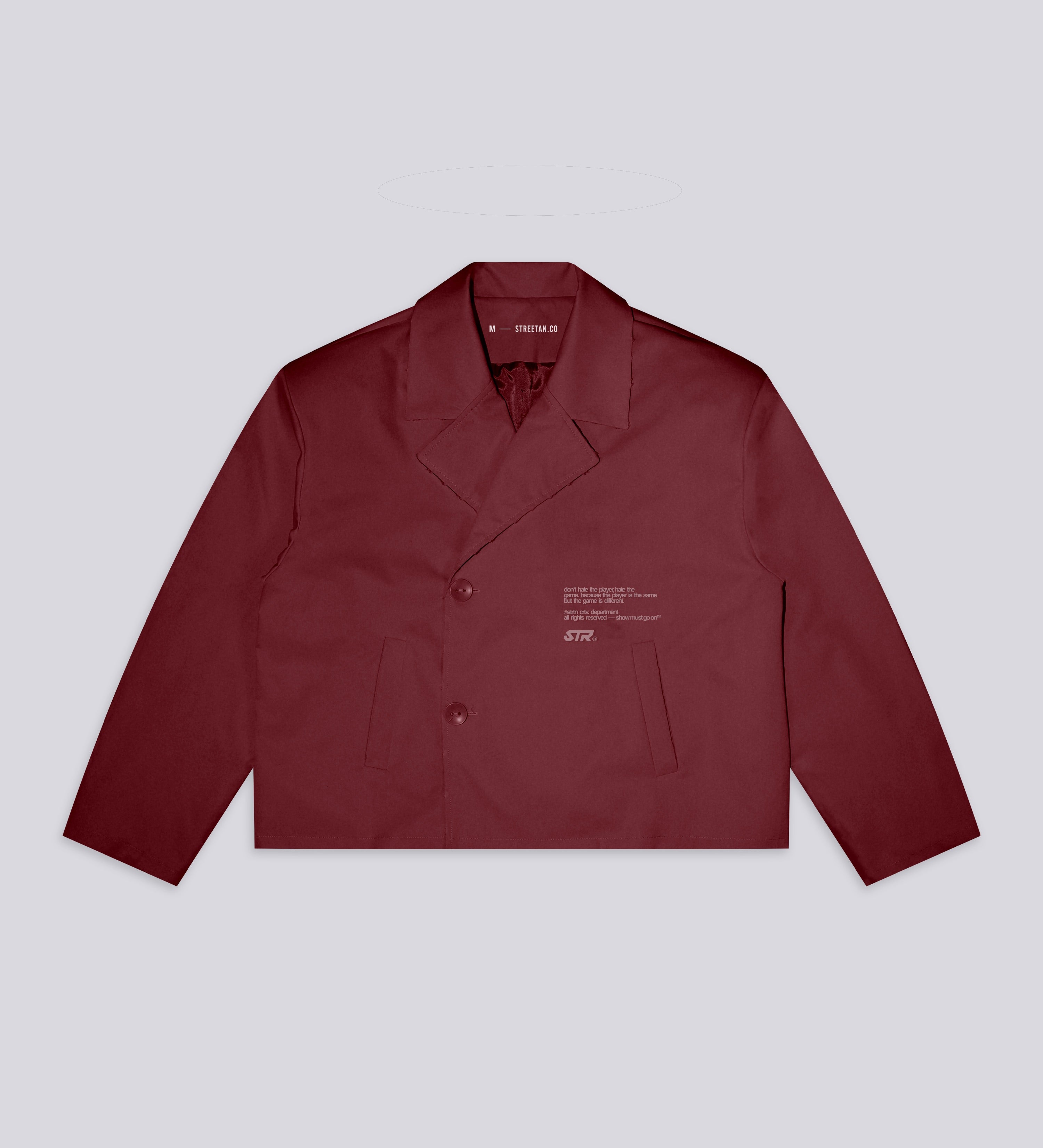 DISTRESSED CROPPED TRENCH COAT – Burgundy – STREETAN®